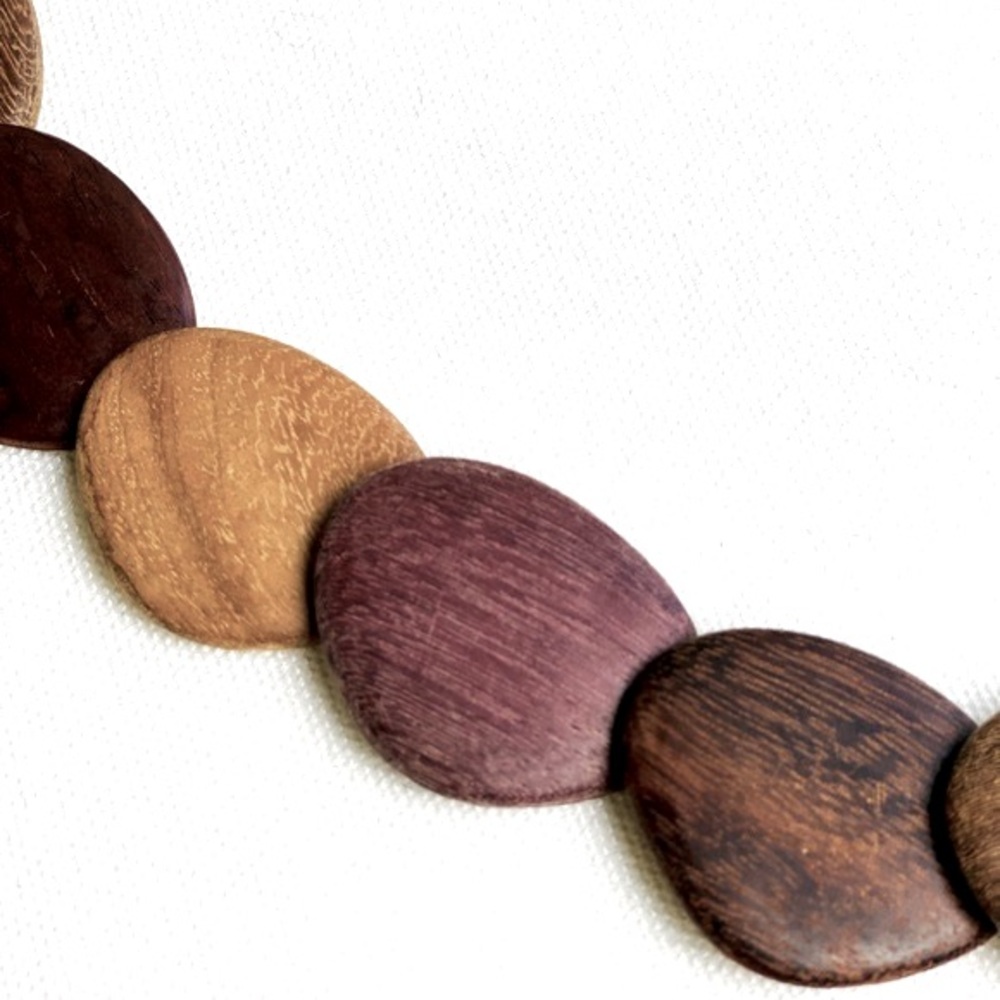 Costa Rican Exotic Wood Boho 20” Polished Necklace - Gem